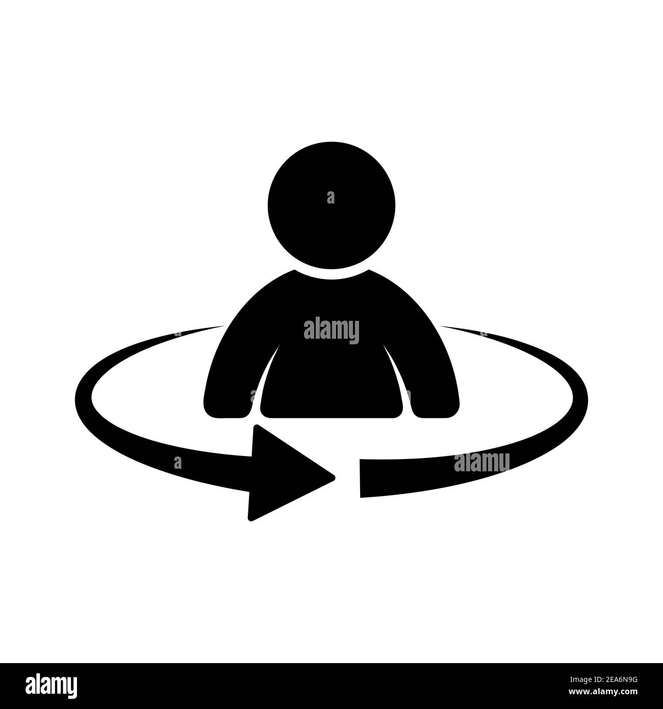 Man rotation icon. 360 degree rotation. Black man icon. Location symbol ...