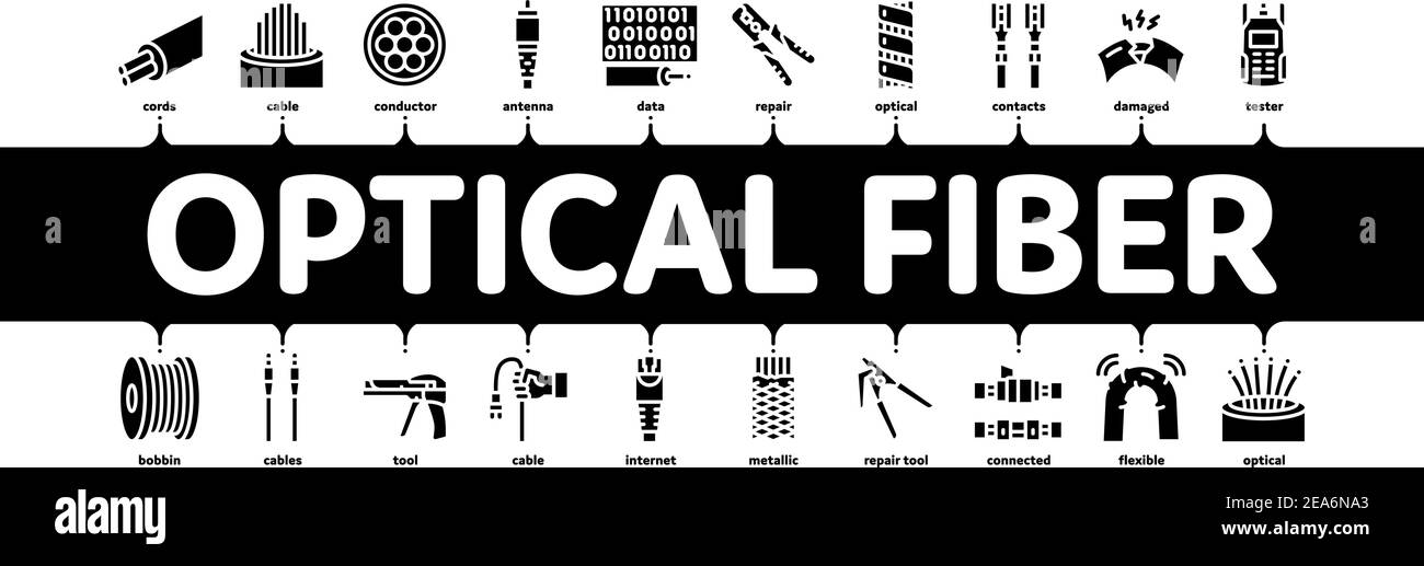 Optical Fiber Cable Minimal Infographic Banner Vector Stock Vector ...