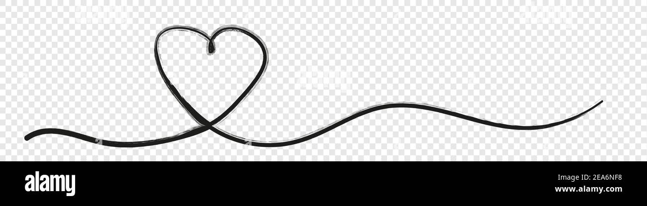 Hand drawn heart line art banner background transparent isolated Stock ...