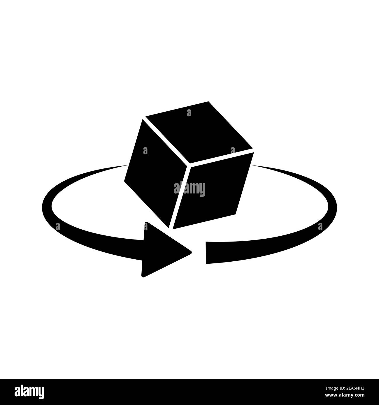 3d Rotation Icon 360 Degree Rotation Black Cube Icon Isolated Vector Illustration Stock