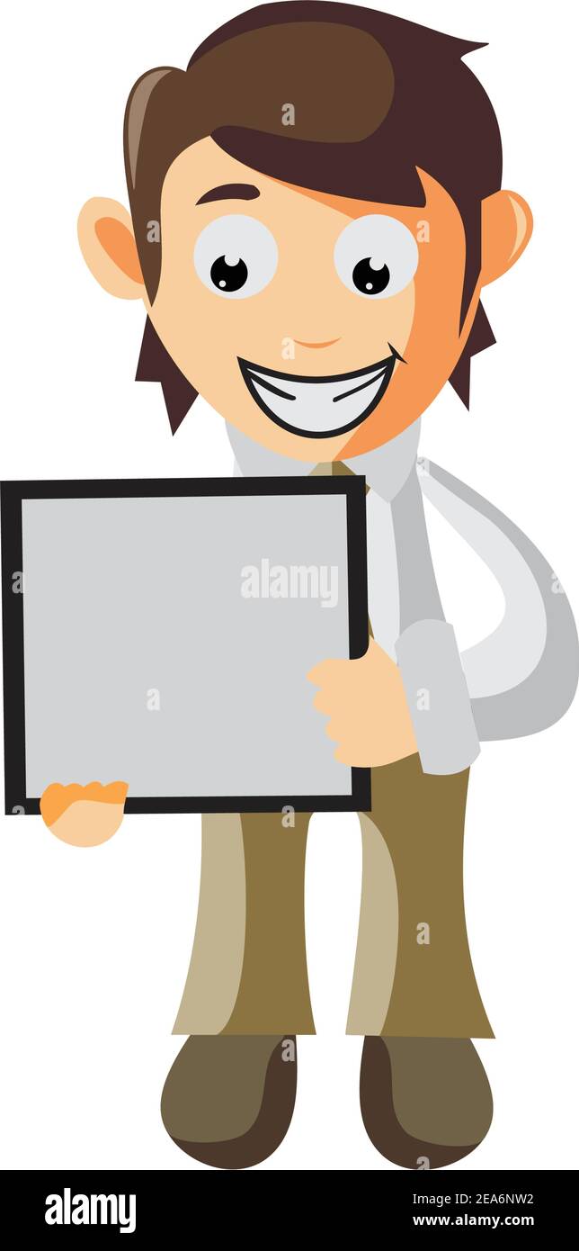 Business man with Blank Board cartoon character Illustration design ...
