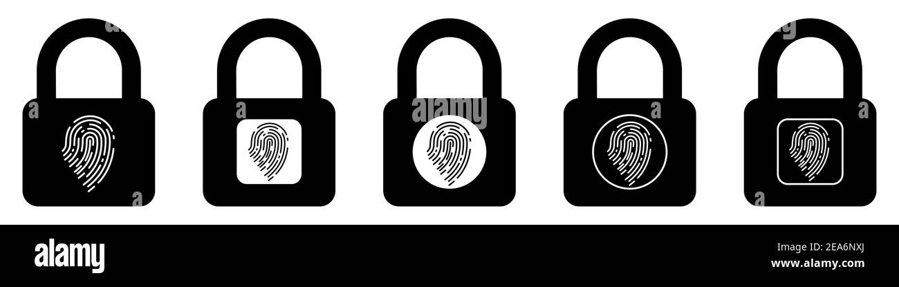 Fingerprint padlock icon. Scan fingerprint icon. Security concept icon ...