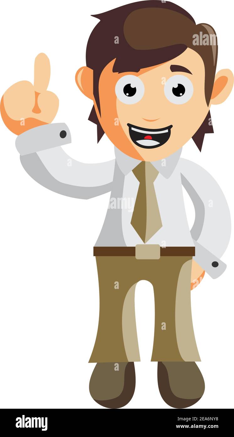 Cartoon Man Pointing Up