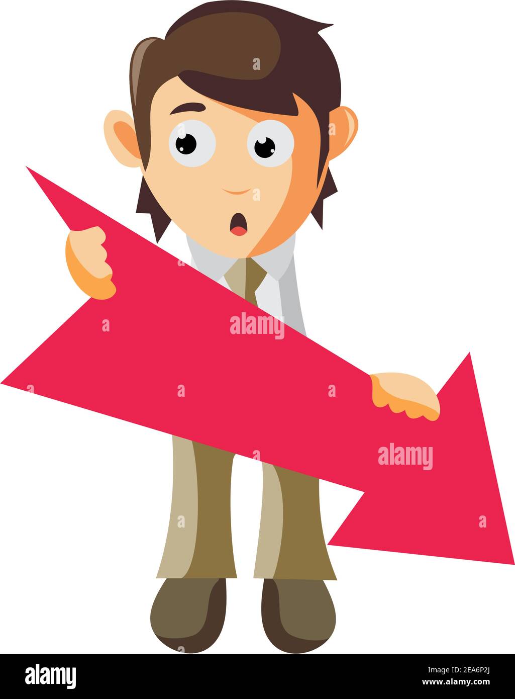 Business man Holding Arrow Down cartoon character Illustration design ...