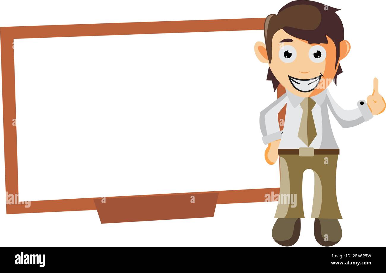 Business man with Blank Board cartoon character Illustration design ...