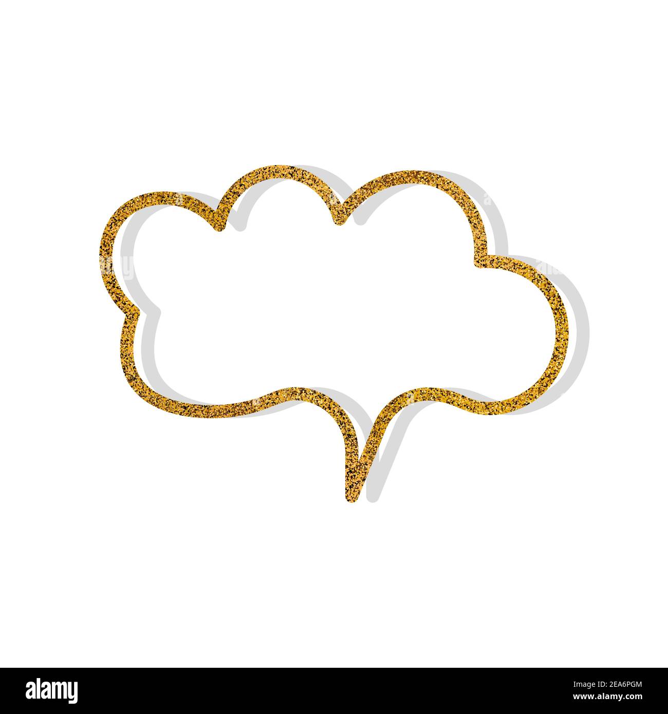 Vector speech bubble with golden glitter effect. Isolated glowing gold ...