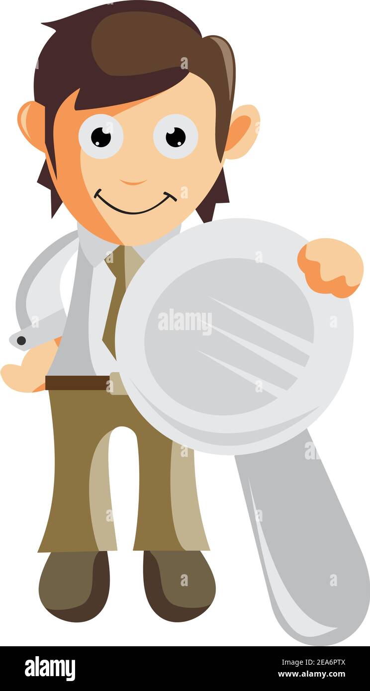 Business man Holding Magnifying cartoon character Illustration design ...