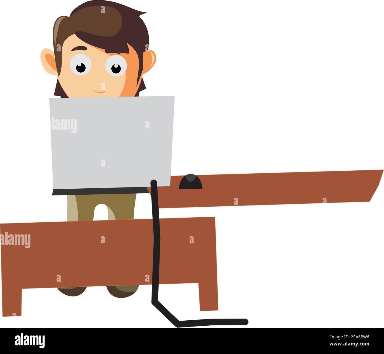 Business man Behind Computer cartoon character Illustration design ...