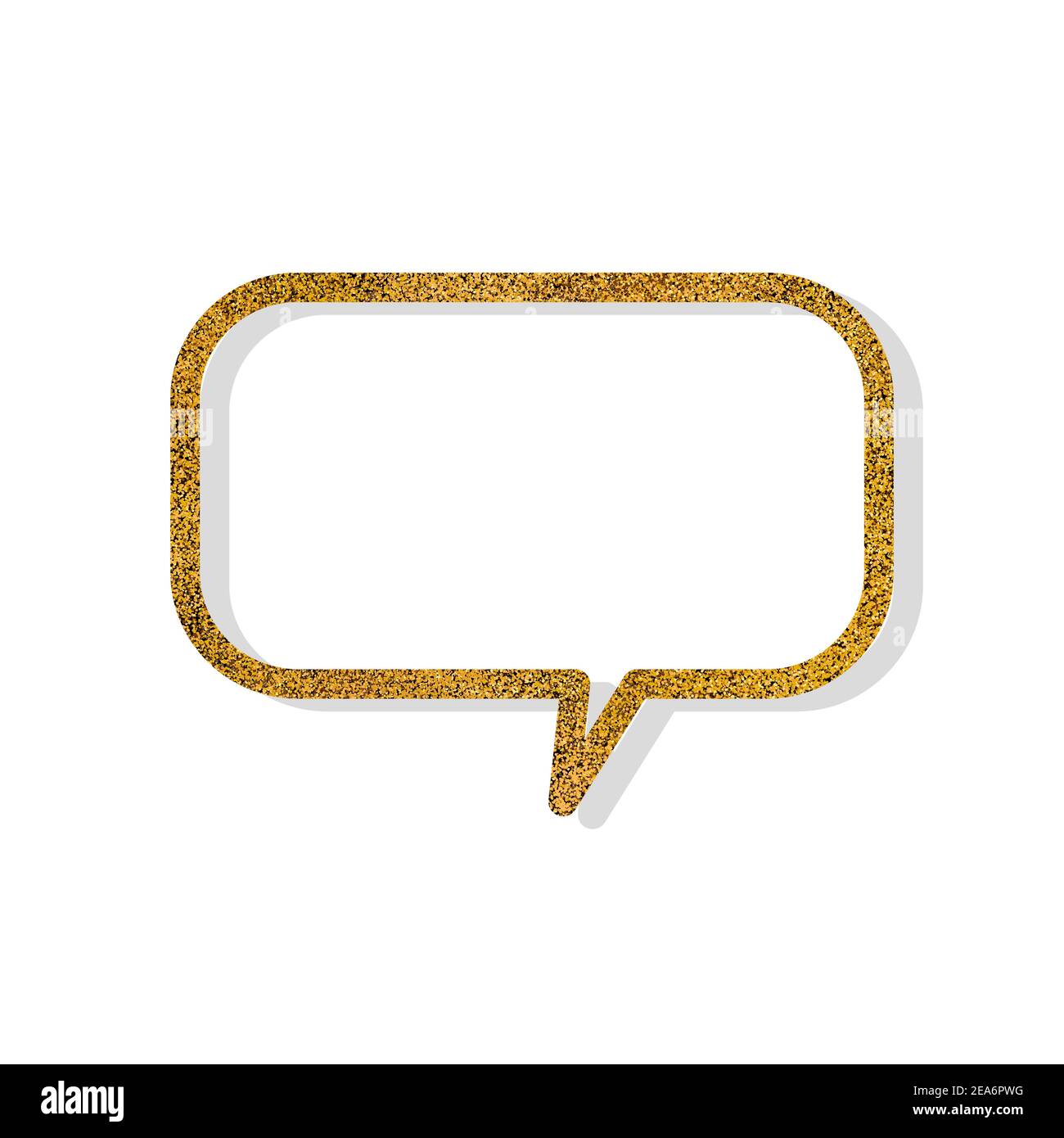 Vector speech bubble with golden glitter effect. Isolated glowing gold ...