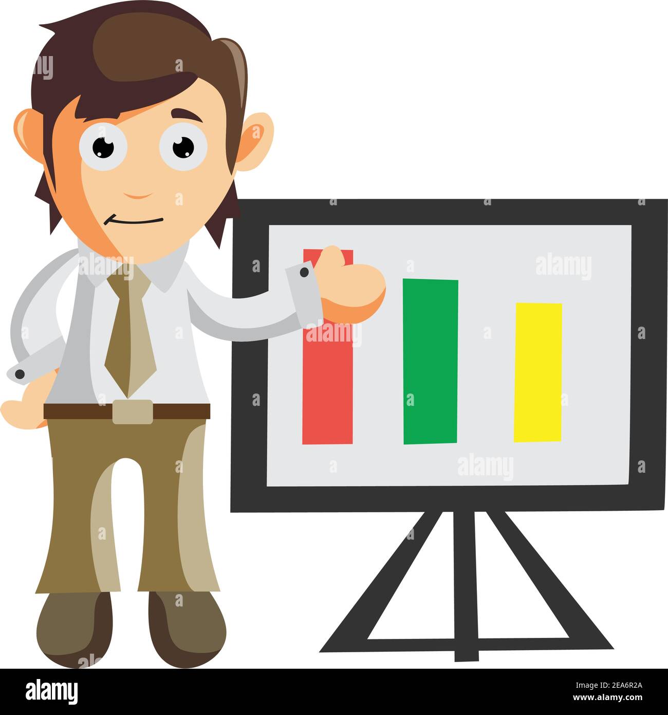 Business man Show Board table chart cartoon character Illustration ...