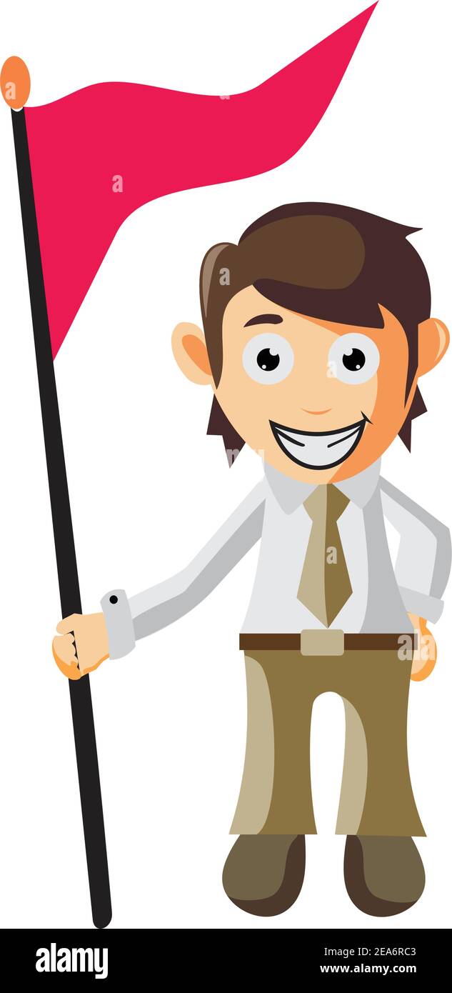 Business man Holding Flag cartoon character Illustration design ...