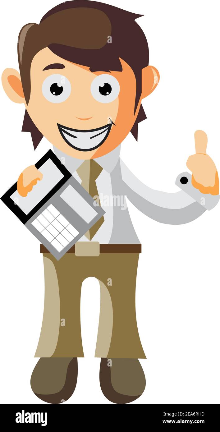 Business man Holding Calculator cartoon character Illustration design ...