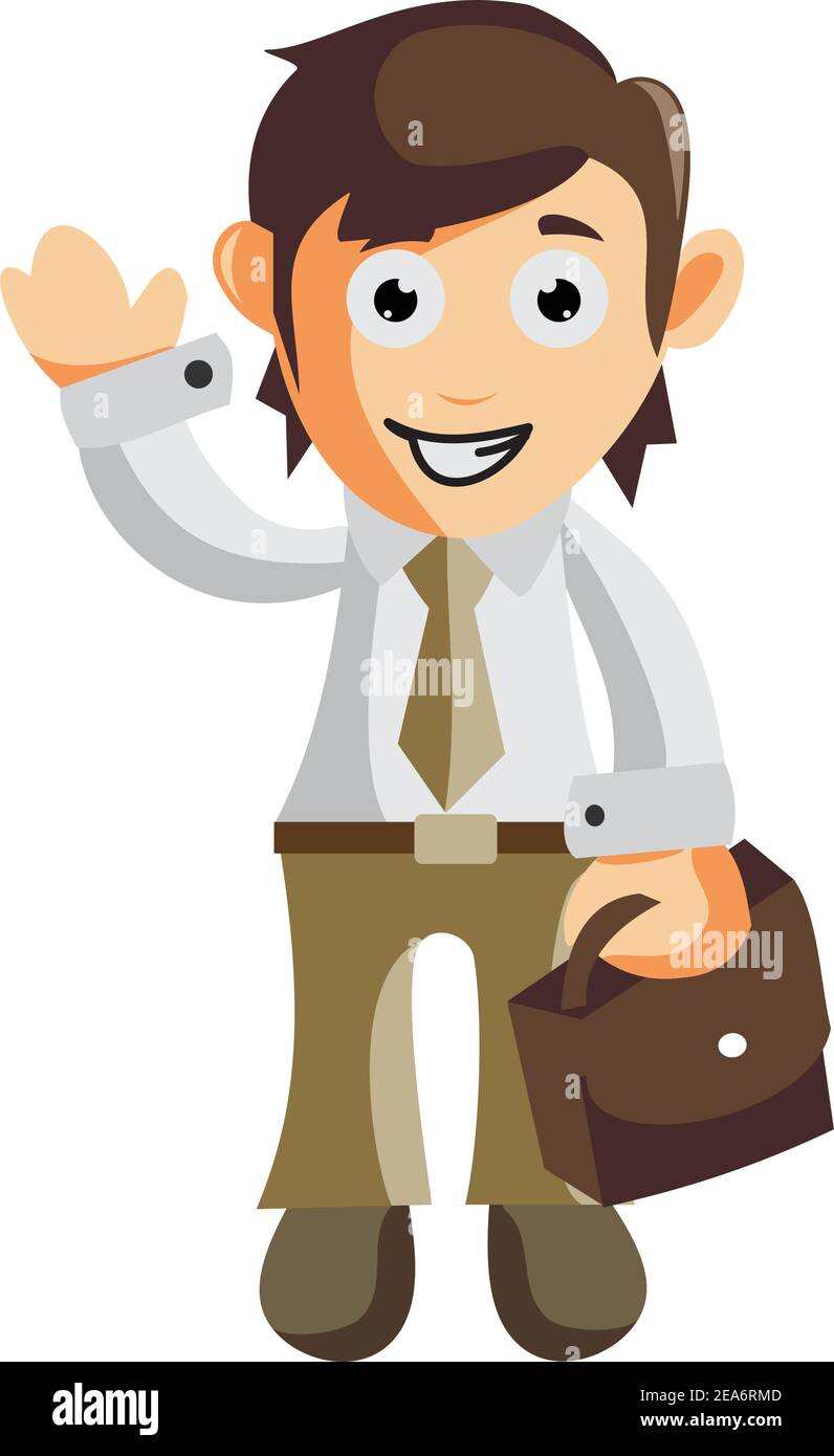 Business man Bring Suitcase cartoon character Illustration design ...