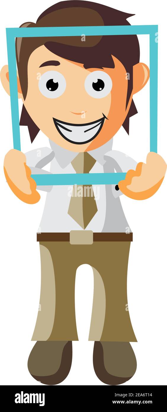 Business man Holding Frame cartoon character Illustration design ...