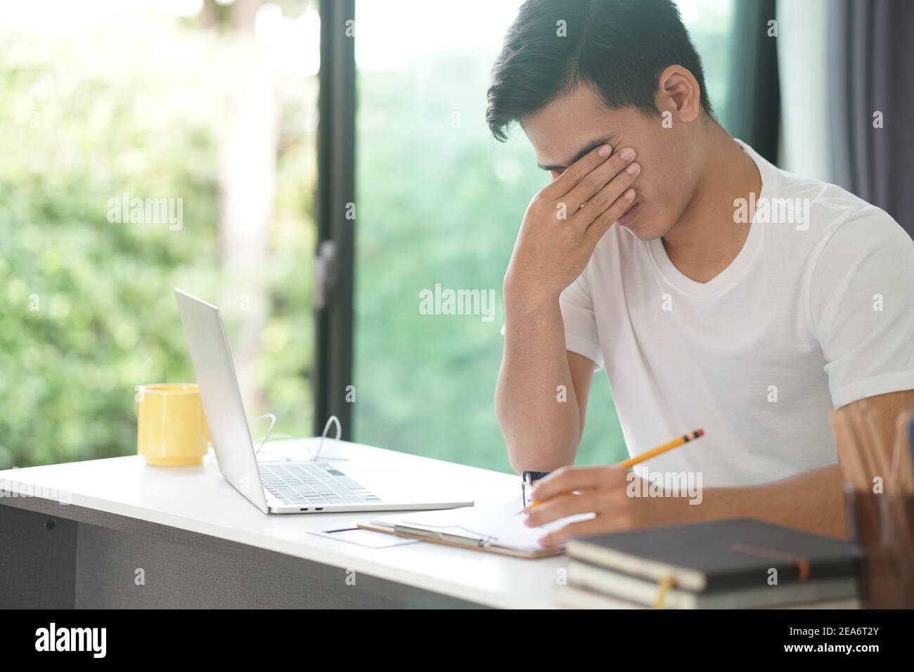 asian young teenage student man teenager entrepreneur studying working ...