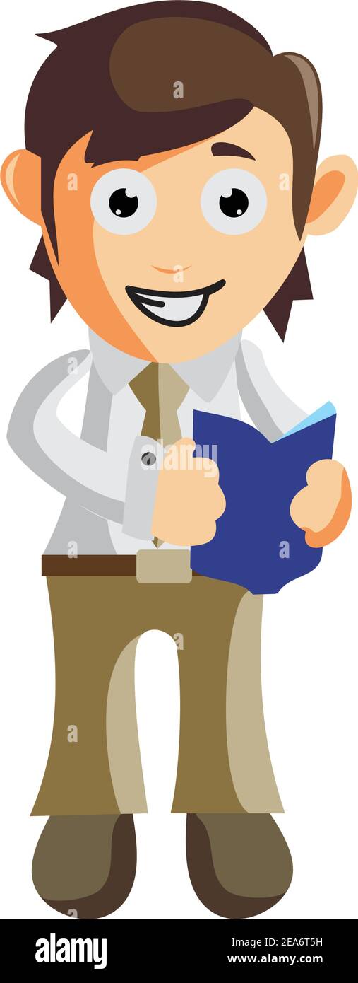 Business man Holding Book cartoon character Illustration design ...