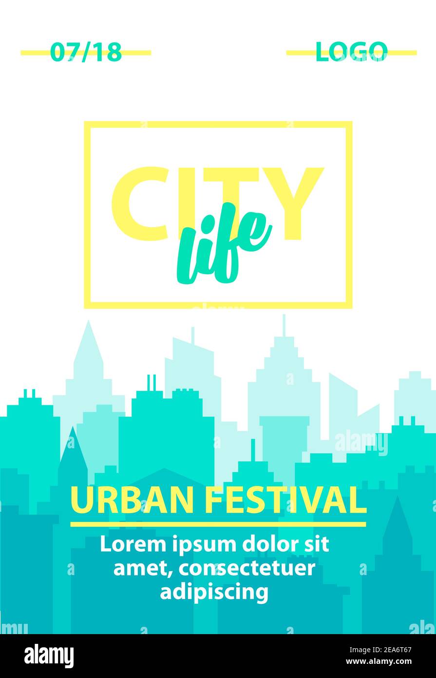 City skyline background. Poster template with Urban landscape. Blue ...