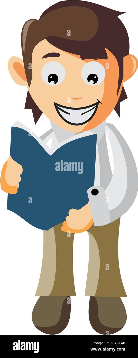 Business man Holding Book cartoon character Illustration design ...