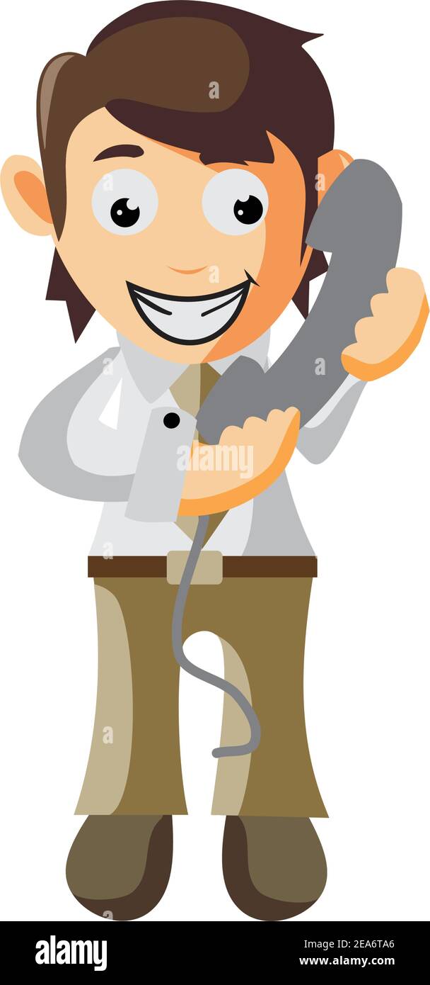 Business man Holding Phone cartoon character Illustration design ...