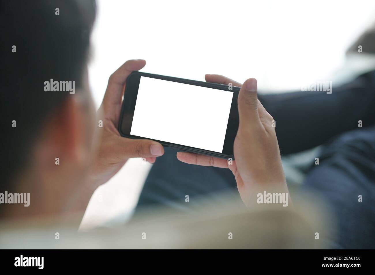 hand holdng smart mobile smartphone with white blank screen Stock Photo ...