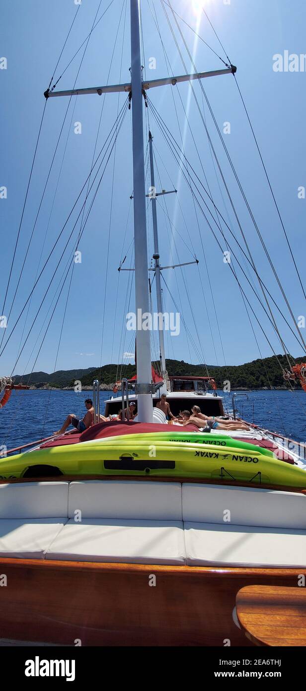 sailing on a turkish gulet through the croatian islands Stock Photo - Alamy
