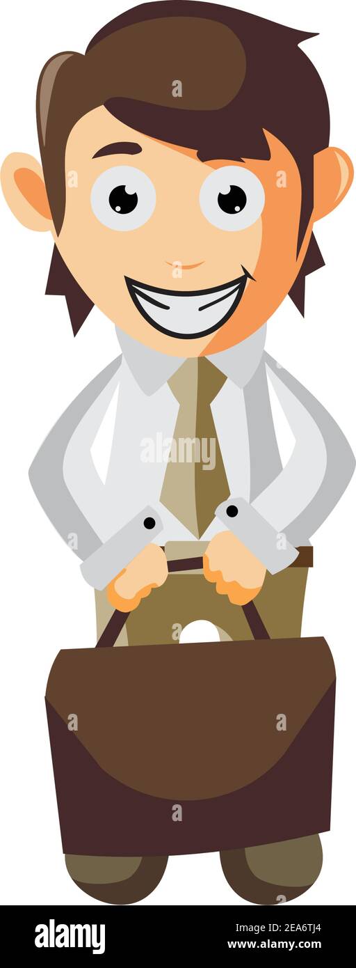 Business man Bring suitcase cartoon character Illustration design ...