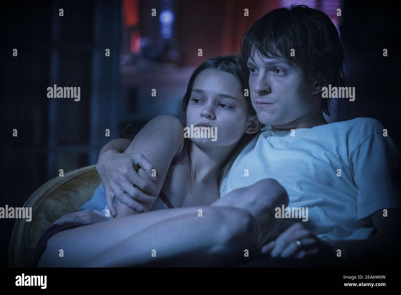 TOM HOLLAND and CIARA BRAVO in CHERRY (2021), directed by ANTHONY RUSSO and JOE RUSSO. Credit ...