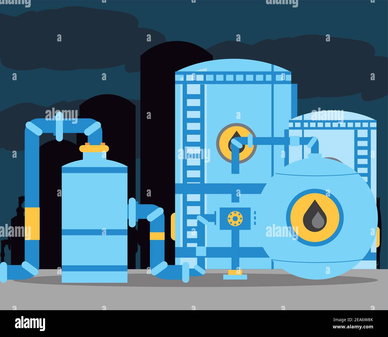 fracking oil tanks pipeline storage in refinery industry vector ...
