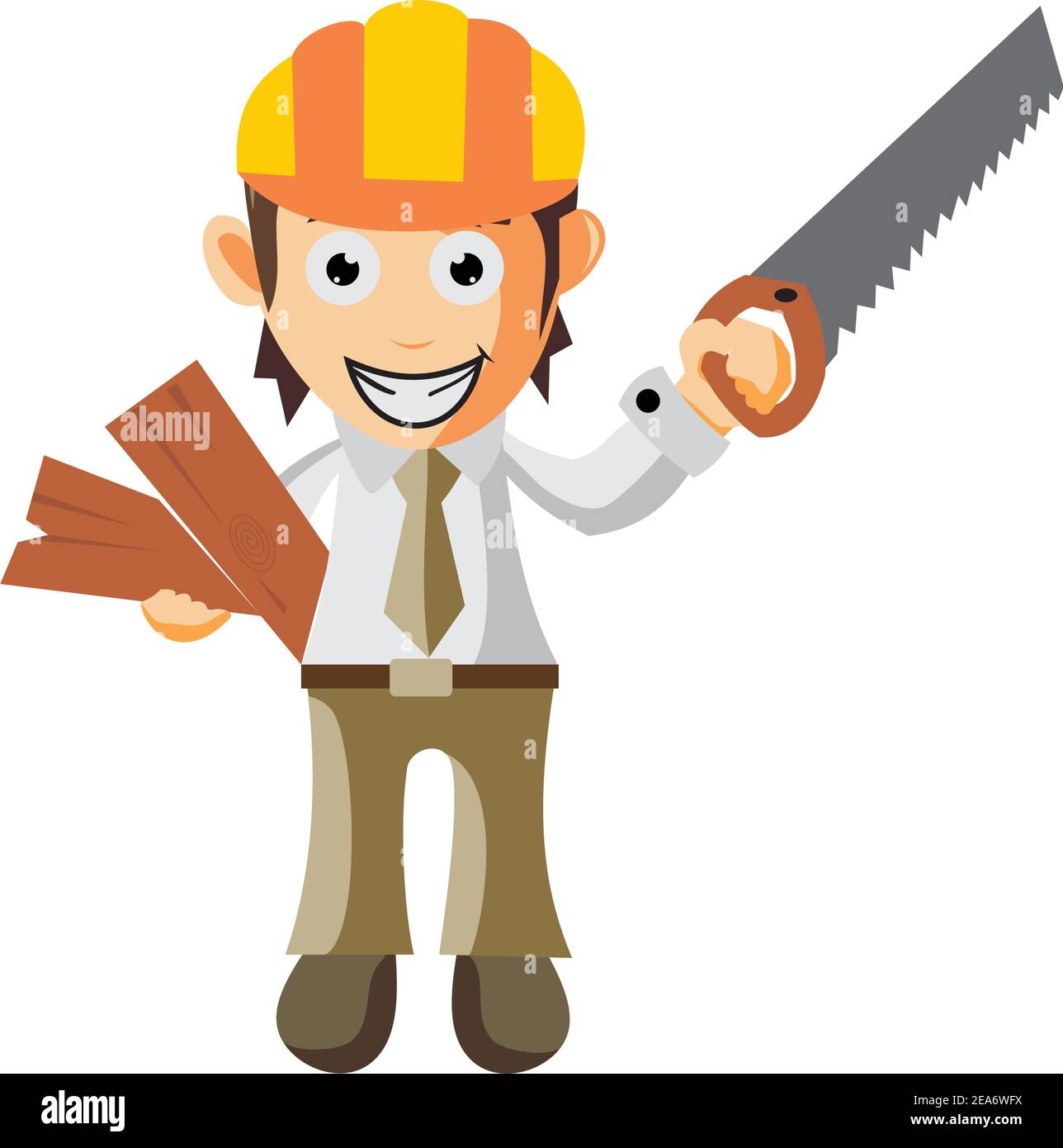 Business man Holding Saw and wood cartoon character Illustration design ...