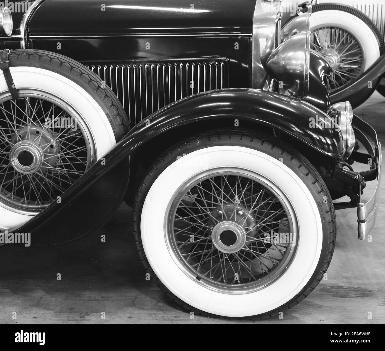 Grayscale shot of a gray vintage car Stock Photo - Alamy