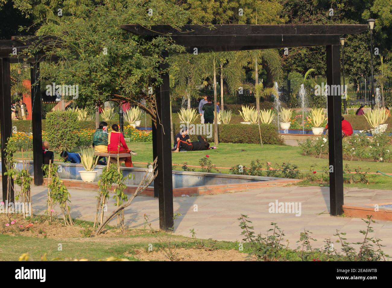 People enjoying winter sunshine at National Indo Africa Friendship Rose ...