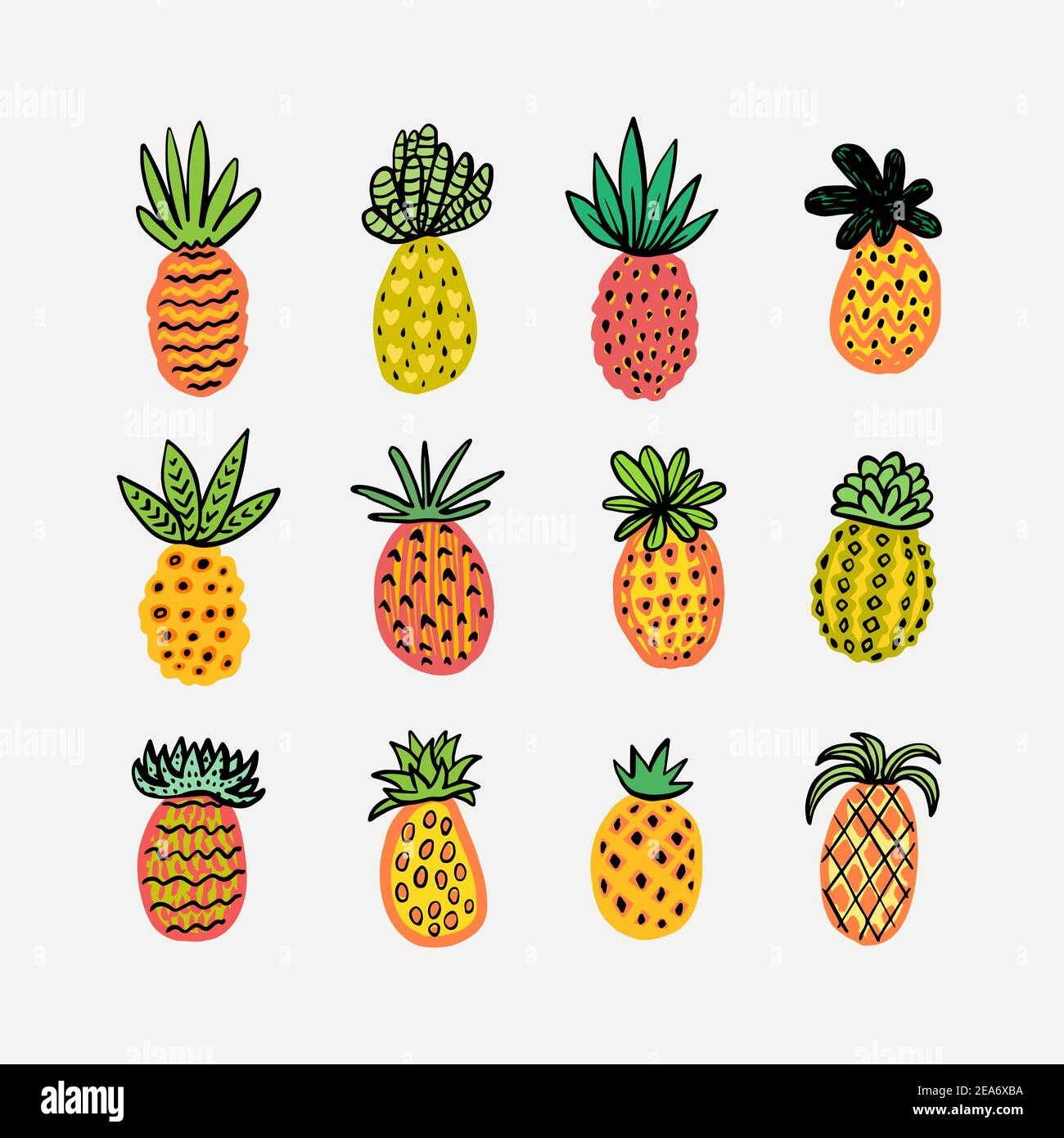 Tropical pineapples background Stock Vector Images - Alamy