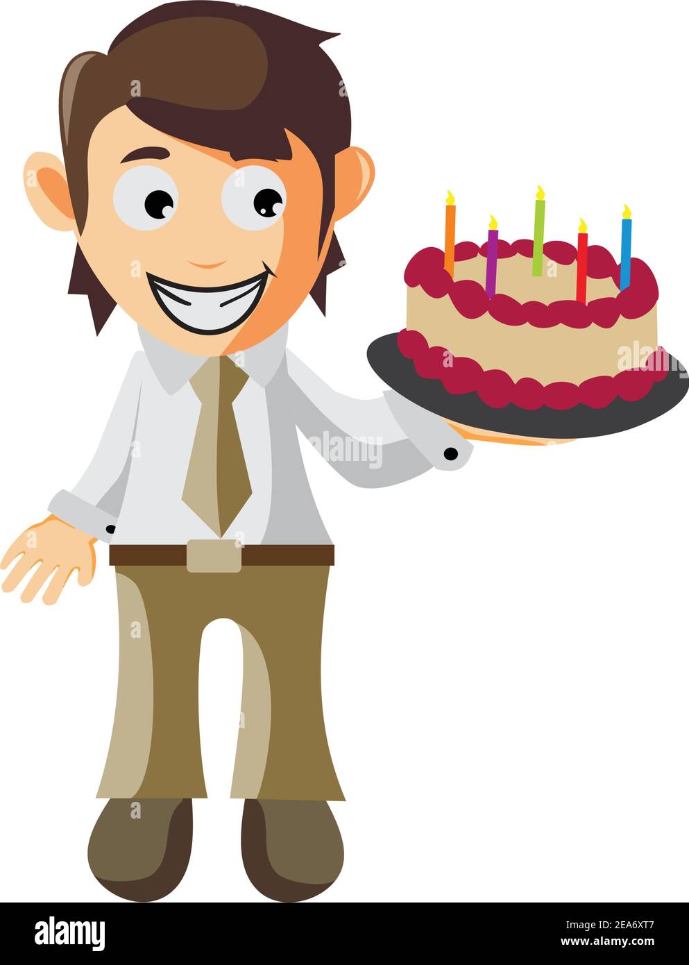 Business man Bring Cake Birthday cartoon character Illustration design ...