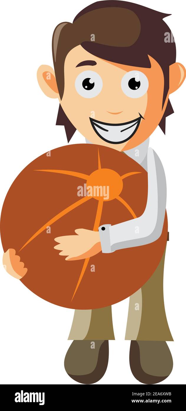 Business man Holding Ball cartoon character Illustration design ...