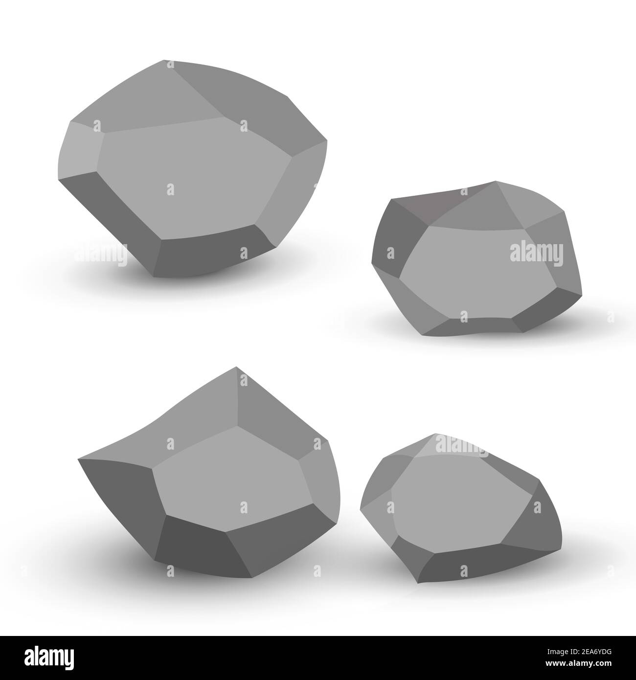 Cartoon stones. Rock stone isometric set. Granite grey boulders ...