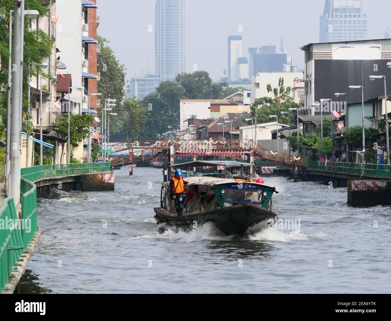 Bangkok ferry on Khlong Saen Saep canal river traffic Thailand Stock ...