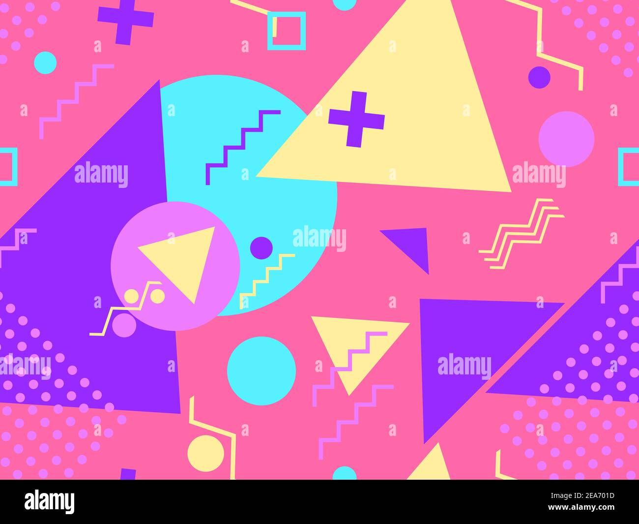 Seamless pattern with geometric shapes in the style of the 80s. Trendy ...