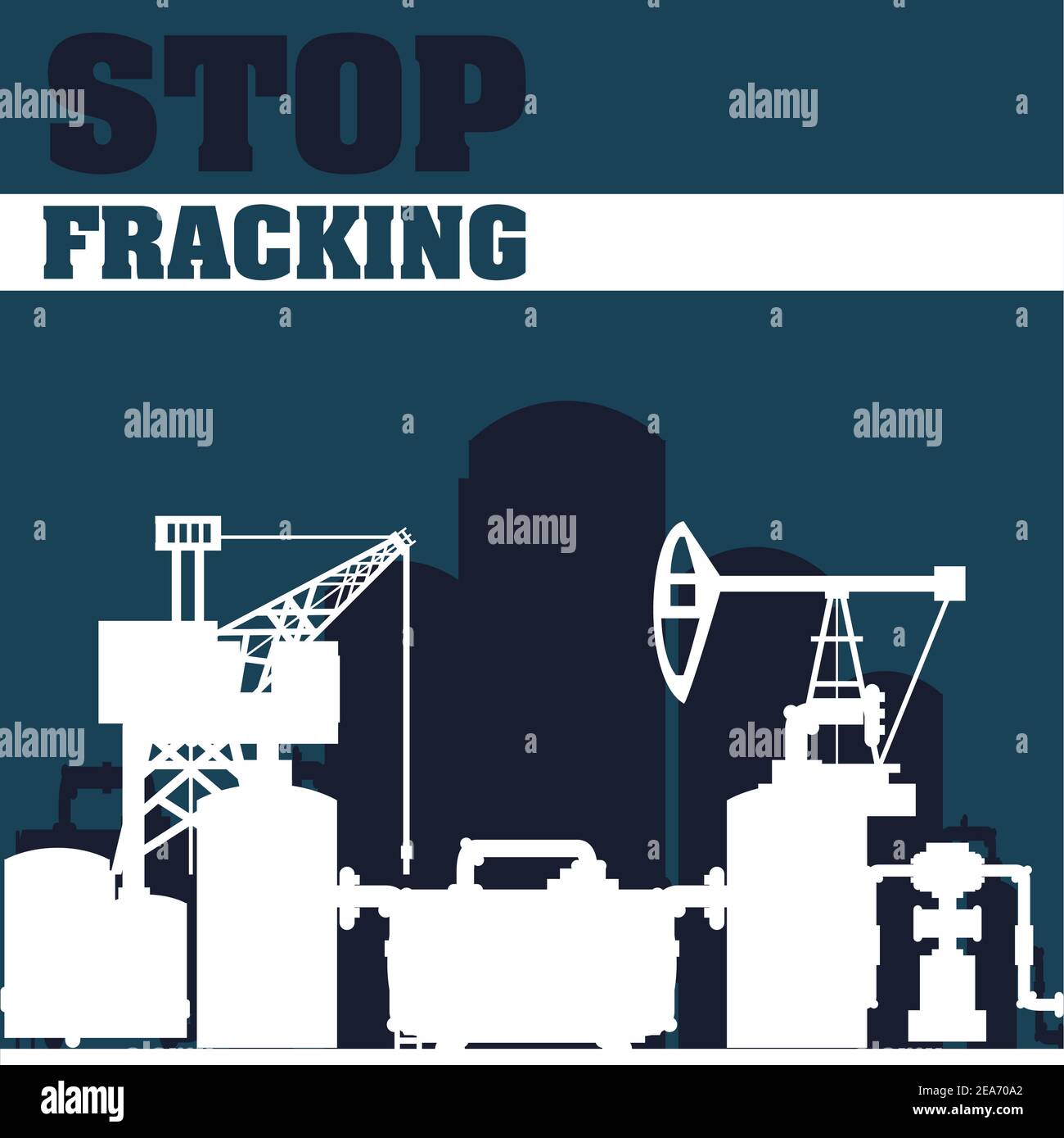 fracking tower with cabin and oil drill tanks storage silhouette vector ...