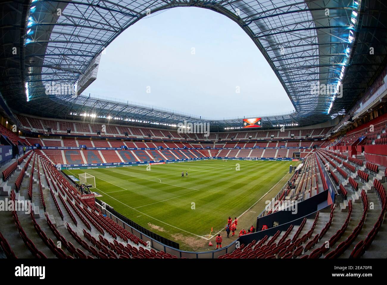 View of the El Sadar Stadium during the LaLiga Santander 2020/21 match ...