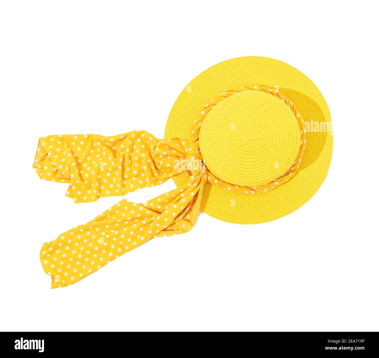 Round yellow beach hat isolated on white background, top view Stock ...
