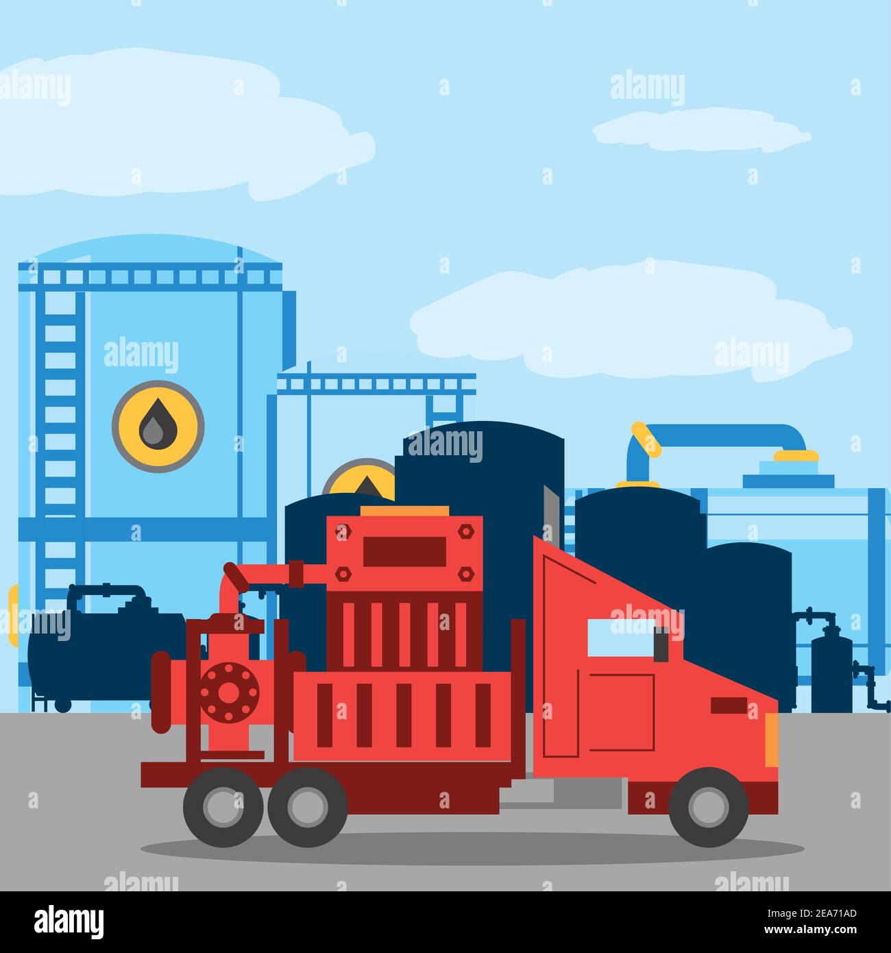fracking truck storage tanks exploration industry vector illustration ...