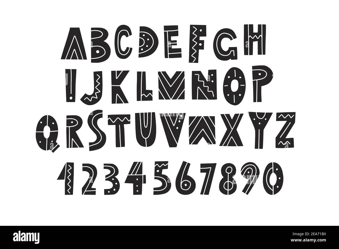 hand drawn alphabet, letters and numbers on chalkboard background ...