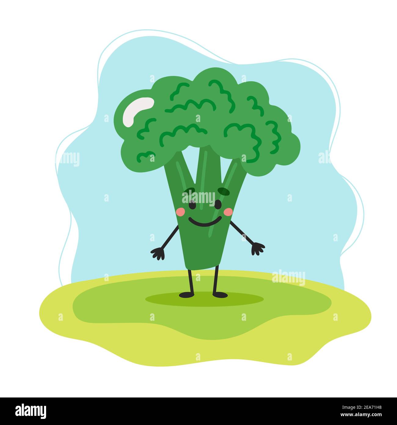 Broccoli cute character, illustration for kids in cartoon style Stock ...