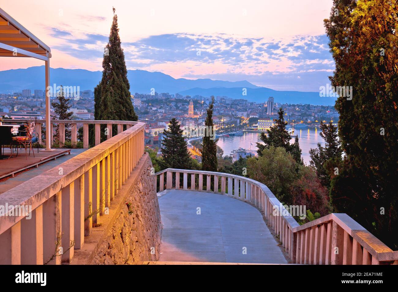 City of Split waterfront view from Marjan hill viewpoint, Dalmatia ...