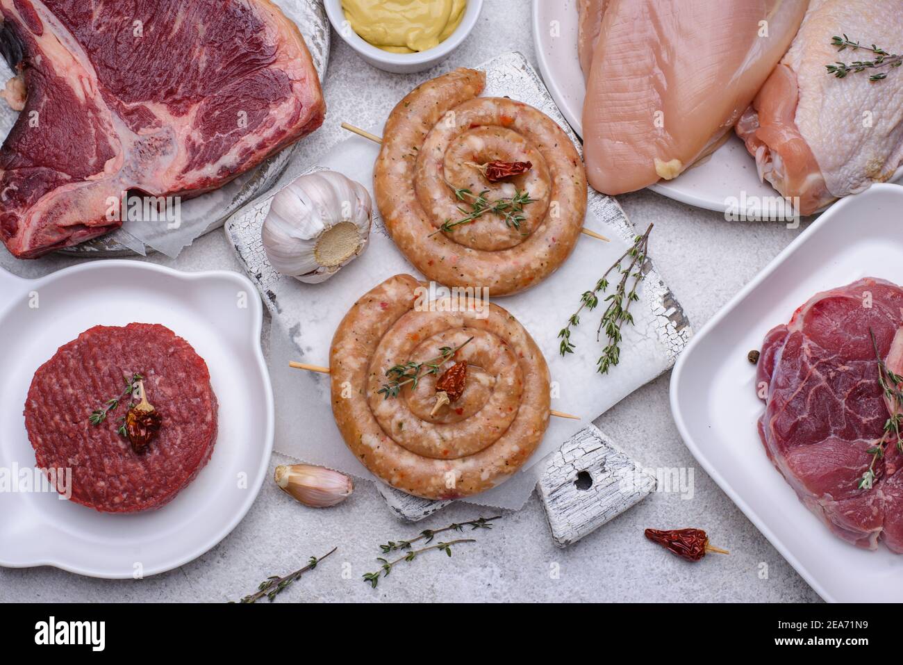 Assortment of various types of meat Stock Photo - Alamy