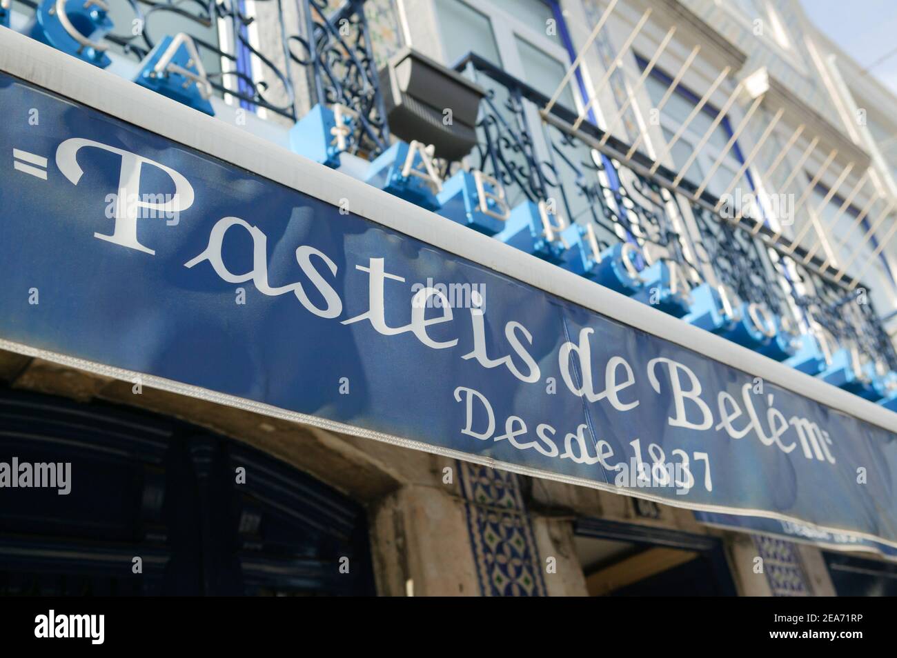 Antiga Confeitaria de Belem café sign Belem Lisbon Portugal Stock Photo ...