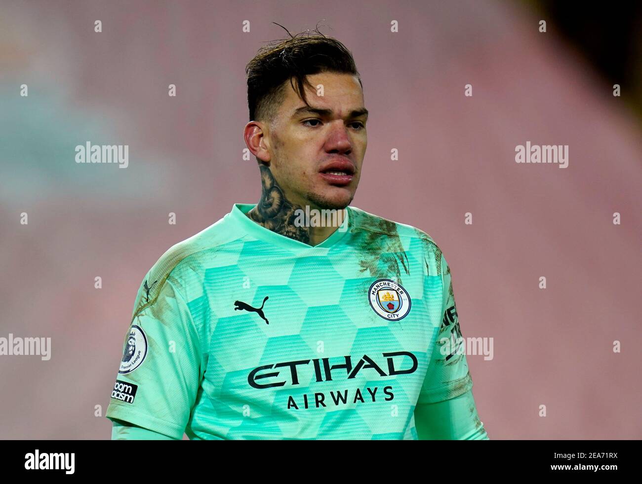 Manchester City goalkeeper Ederson during the Premier League match at ...