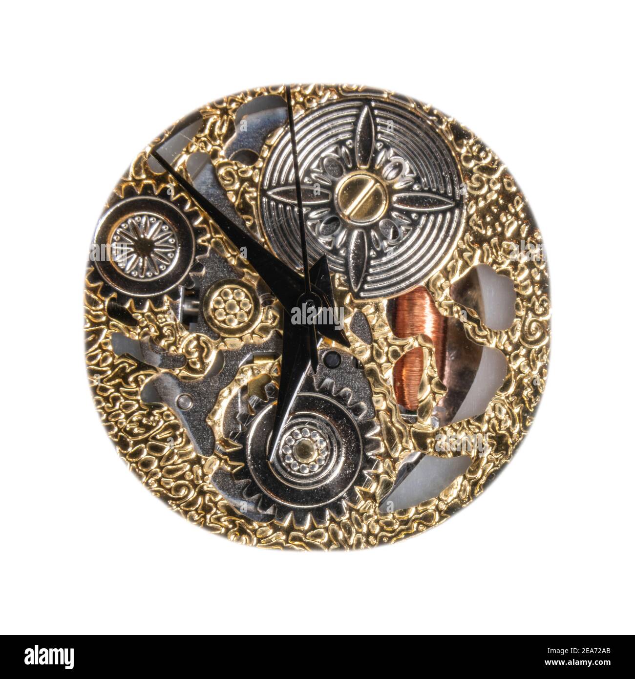 Dial with embossed decorations in gold and silver with black pointer ...