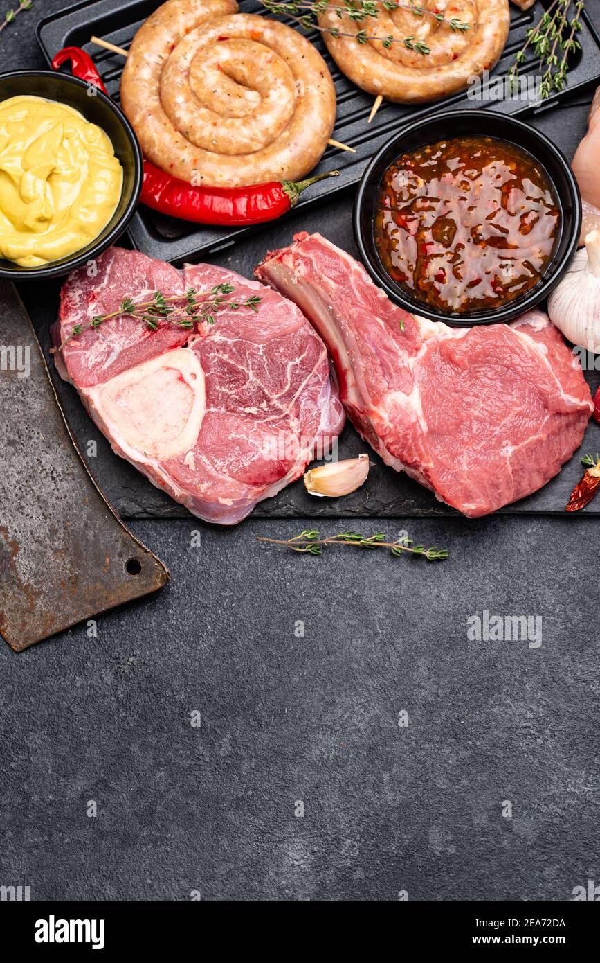 Assortment of various types of meat Stock Photo - Alamy