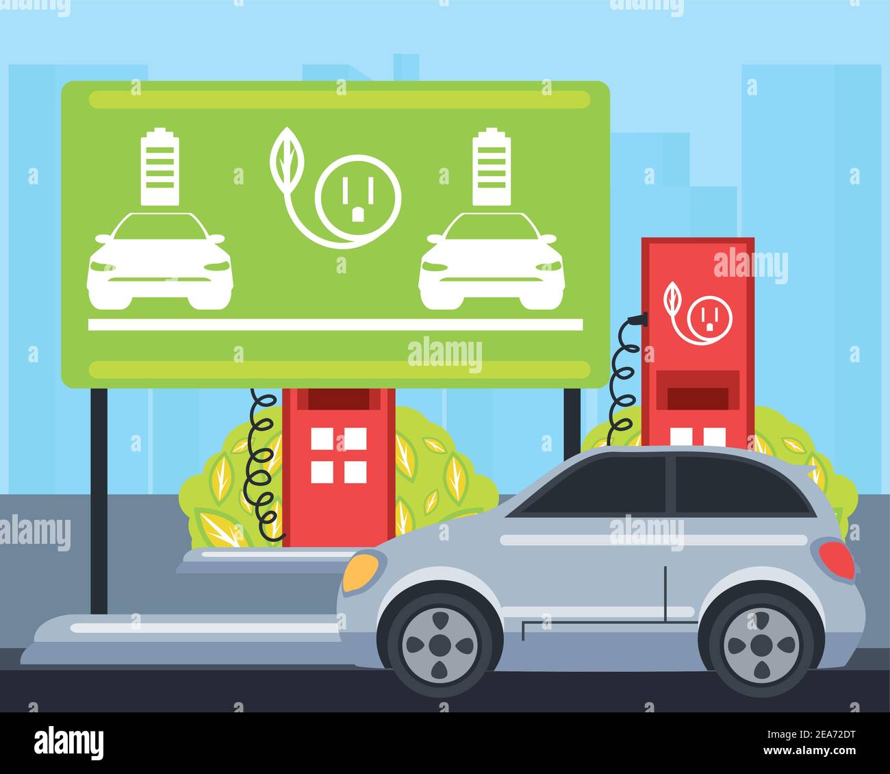 electric car traffic sign board charge station zone vector illustration ...